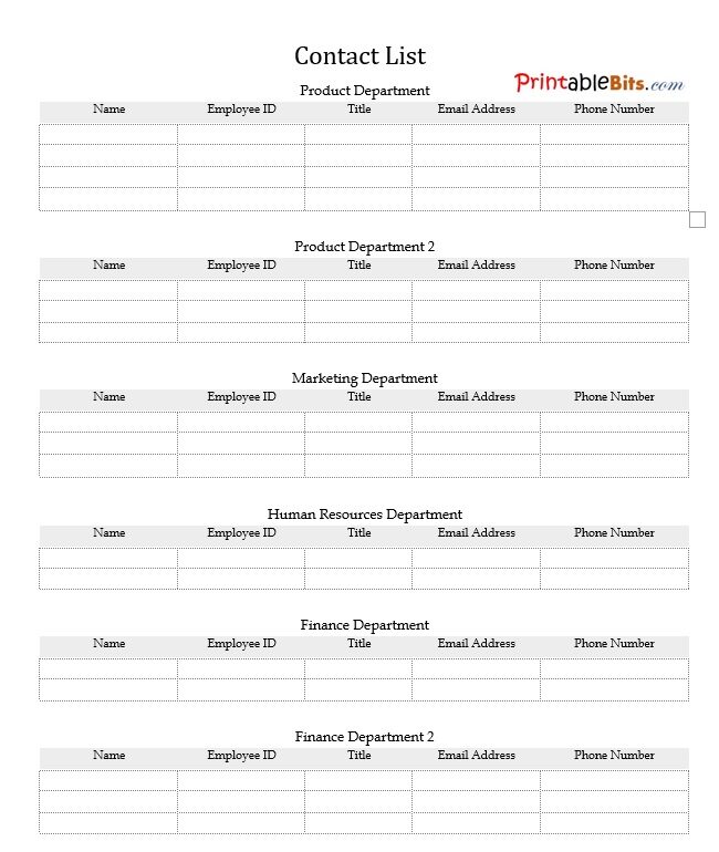List Templates Printable Bits List Templates Printable Bits